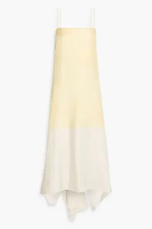ESSE STUDIOS Optimista Draped Dégradé Silktwill Midi Dress - Pastel Yellow