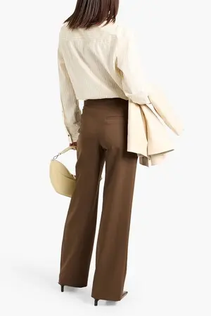 Loulou De Saison Osilo Straight-leg Wool-blend Twill Pants - Brown