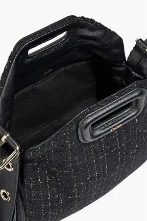 Maje Fringed Metallic Tweed Shoulder Bag - Black