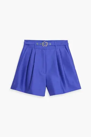 Zimmermann Belted Wool And Silkblend Shorts - Indigo