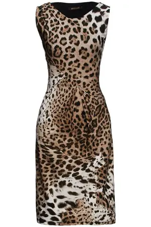 Roberto Cavalli Pleated Leopard-print Dress