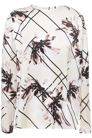 Equipment Printed Silkcharmeuse Blouse - Off-white
