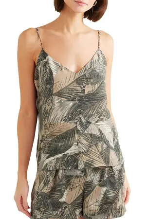 L'Agence Jane Printed Silk-habotai Camisole