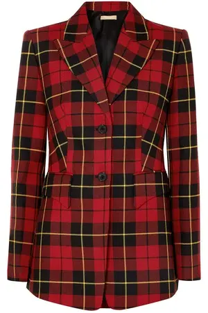 Michael Kors Checked Wooltwill Blazer - Red