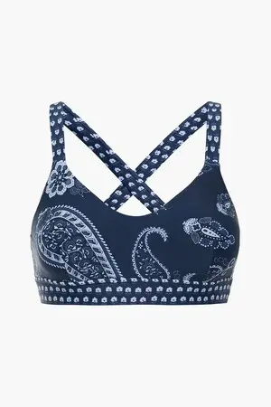 The Upside Sophie Printed Stretch Sports Bra - Navy