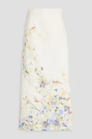 Zimmermann Floral-print Linen Maxi Skirt - Ivory