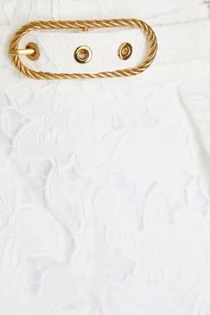Zimmermann Belted Guipure Lace Shorts - Ivory