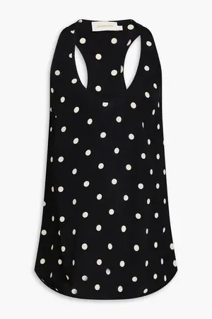 Zimmermann Polkadot Crepe De Chine Tank - Black