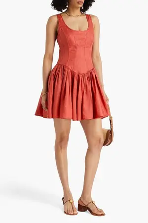 Zimmermann Gathered Linen Mini Dress