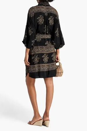 Zimmermann Belted Printed Satin Shirt Dress