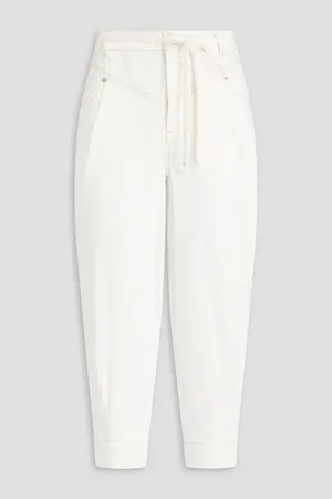 Zimmermann Cropped Belted Highrise Tapered Jeans - Ivory