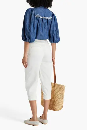Zimmermann Cropped Belted High-rise Tapered Jeans - Ivory