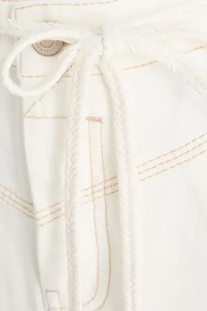 Zimmermann Cropped Belted High-rise Tapered Jeans - Ivory
