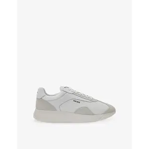 REISS Emmett V2 Bonded-leather Suede Running Trainers - White