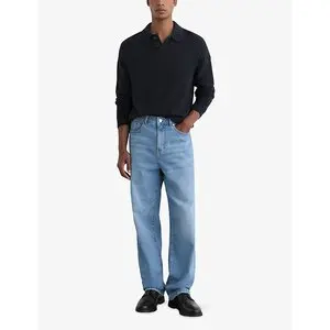 REISS Elm Long-sleeved Wool-blend Polo Jumper - Navy