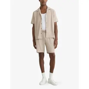 REISS Cedric Textured Stretch-woven Shirt - Stone