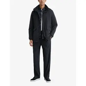 REISS Hooded Zip-through Padded Woven Coat - Navy