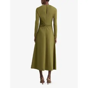 REISS Adriana Ruched Long-sleeve Jersey Dress - Chartreuse Green