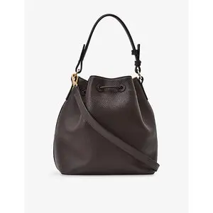 REISS Suede And Leather Bucket Bag - Chocolate