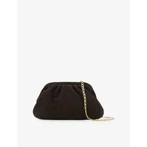 REISS Mia Suede Pouch Clutch Bag - Chocolate