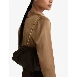 REISS Suede Pouch Clutch Bag - Chocolate