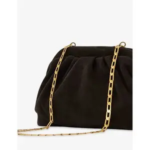 REISS Suede Pouch Clutch Bag - Chocolate
