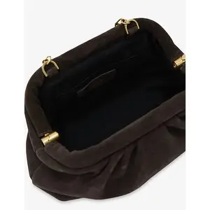 REISS Suede Pouch Clutch Bag - Chocolate