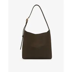 REISS Greta Suede And Leather Tote Bag - Green