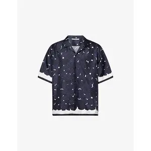 Givenchy Roses Print Silk Bowling Shirt - Dark Navy