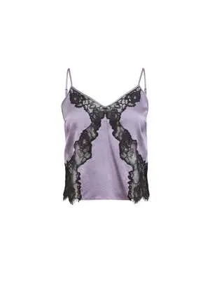 Fleur Du Mal Juliet Lace Silk Cami - Lavender Smoke