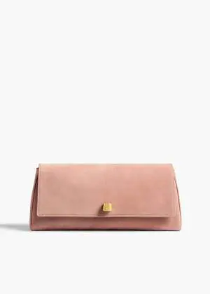 Khaite Audrey Clutch In Suede - Dusty Pink