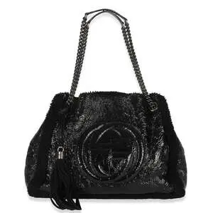 GUCCI Patent Shearling Medium Soho Hobo