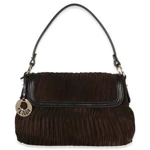 Fendi Vintage Pleated Suede Chef Shoulder Bag - Brown