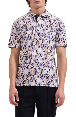 Bugatchi Hendrix Floral Pima Cotton Polo - Lavender