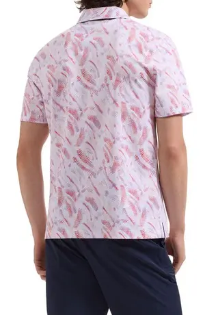 Bugatchi Hendrix Tropical Print Pima Cotton Polo - Peach