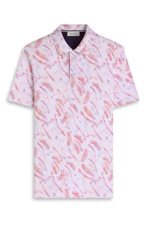 Bugatchi Hendrix Tropical Print Pima Cotton Polo - Peach
