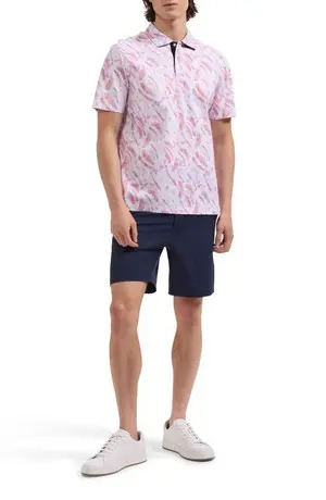 Bugatchi Hendrix Tropical Print Pima Cotton Polo - Peach