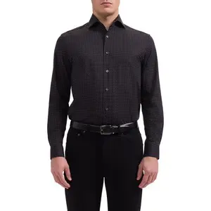 Bugatchi Devon Ooohcotton® Micro Dot Print Button-up Shirt - Black
