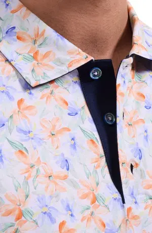 Bugatchi Hendrix Floral Pima Cotton Polo