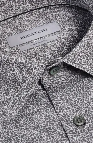 Bugatchi James Ooohcotton® Floral Print Button-up Shirt - Graphite