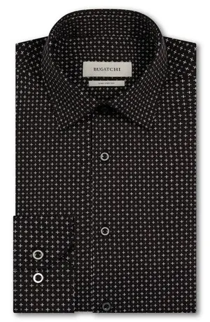 Bugatchi James Ooohcotton® Geometric Print Button-up Shirt - Black
