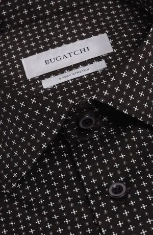 Bugatchi James Ooohcotton® Geometric Print Button-up Shirt - Black