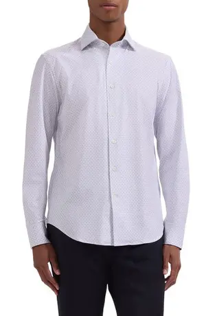 Bugatchi Devon Ooohcotton® Diagonal Print Button-up Shirt