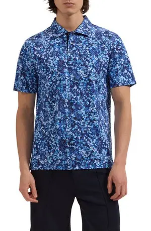 Bugatchi Hendrix Digital Floral Print Pima Cotton Polo - Classic Blue