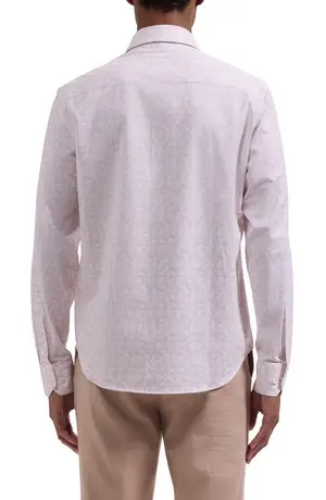 Bugatchi James Ooohcotton® Floral Print Button-up Shirt - Peach