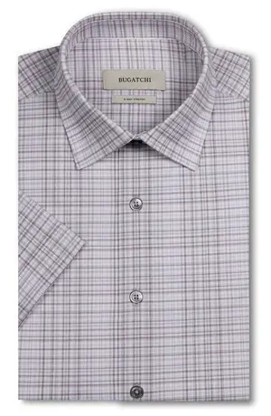 Bugatchi Miles Ooohcotton® Shadow Plaid Short Sleeve Button-up Shirt