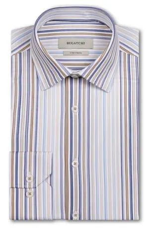 Bugatchi James Ooohcotton® Stripe Print Button-up Shirt - Walnut