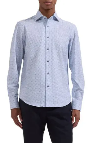 Bugatchi Devon Ooohcotton® Tile Geo Print Button-up Shirt