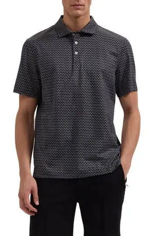 Bugatchi Victor Ooohcotton® Palm Tree Print Polo - Black
