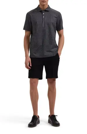 Bugatchi Victor Ooohcotton® Palm Tree Print Polo - Black